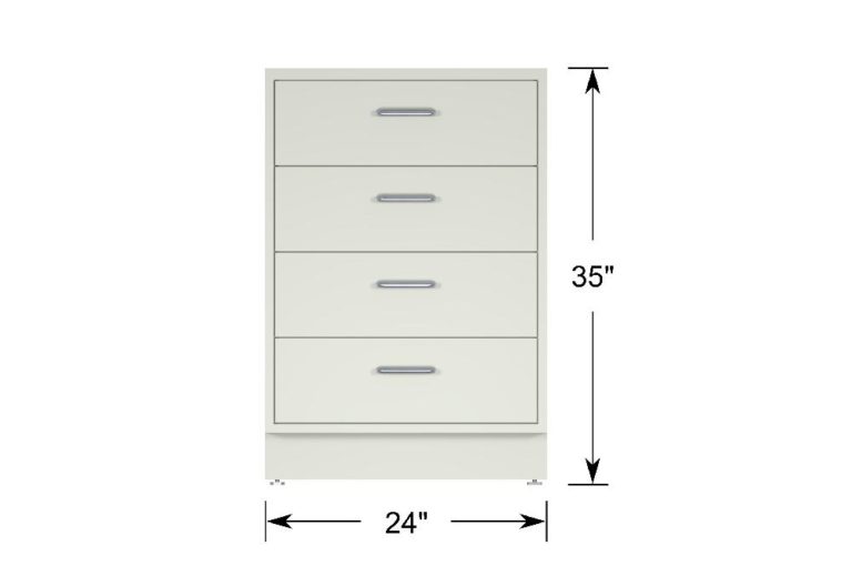 Steel Base Cabinet, 24" Wide x 35" Tall, 4 Drawers