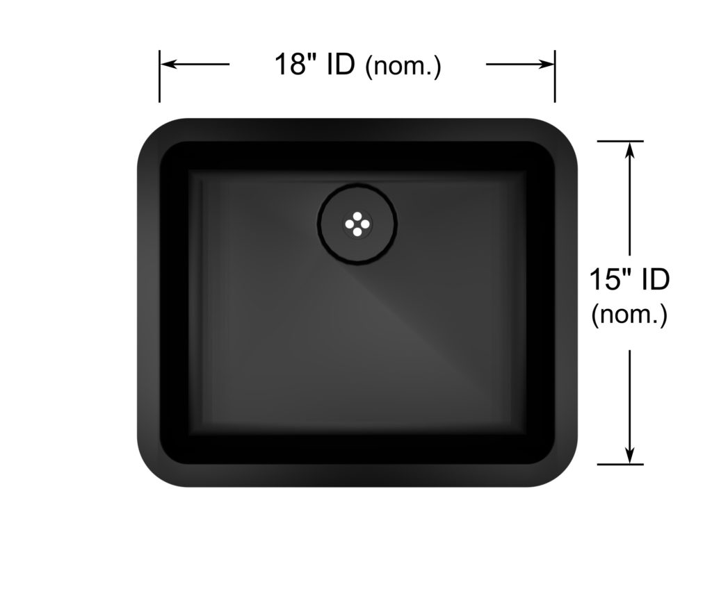 Epoxy Drop-In Sink, 15" x 18" x 11", Black
